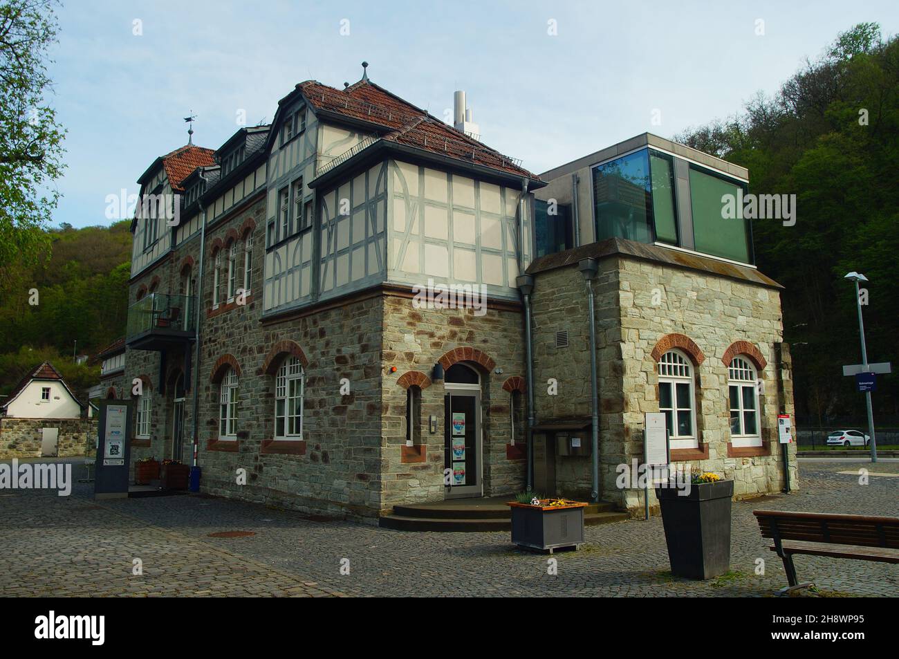 EPPSTEIN, GERMANY - May 09, 2021: Historic railway station building ...