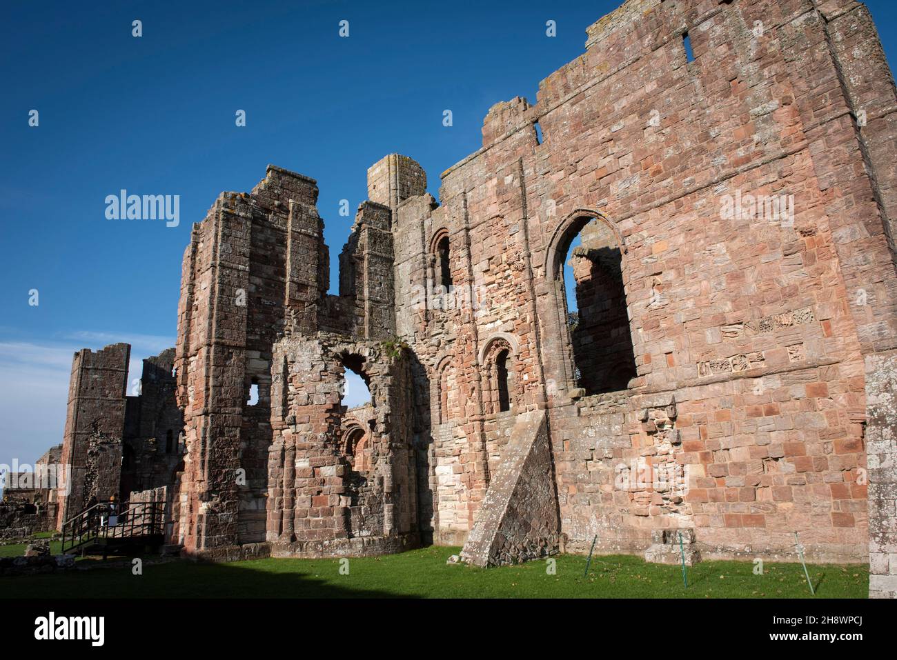 The ruins of Lindisfarne Priory on Holy Island, Northumberland, UK ...