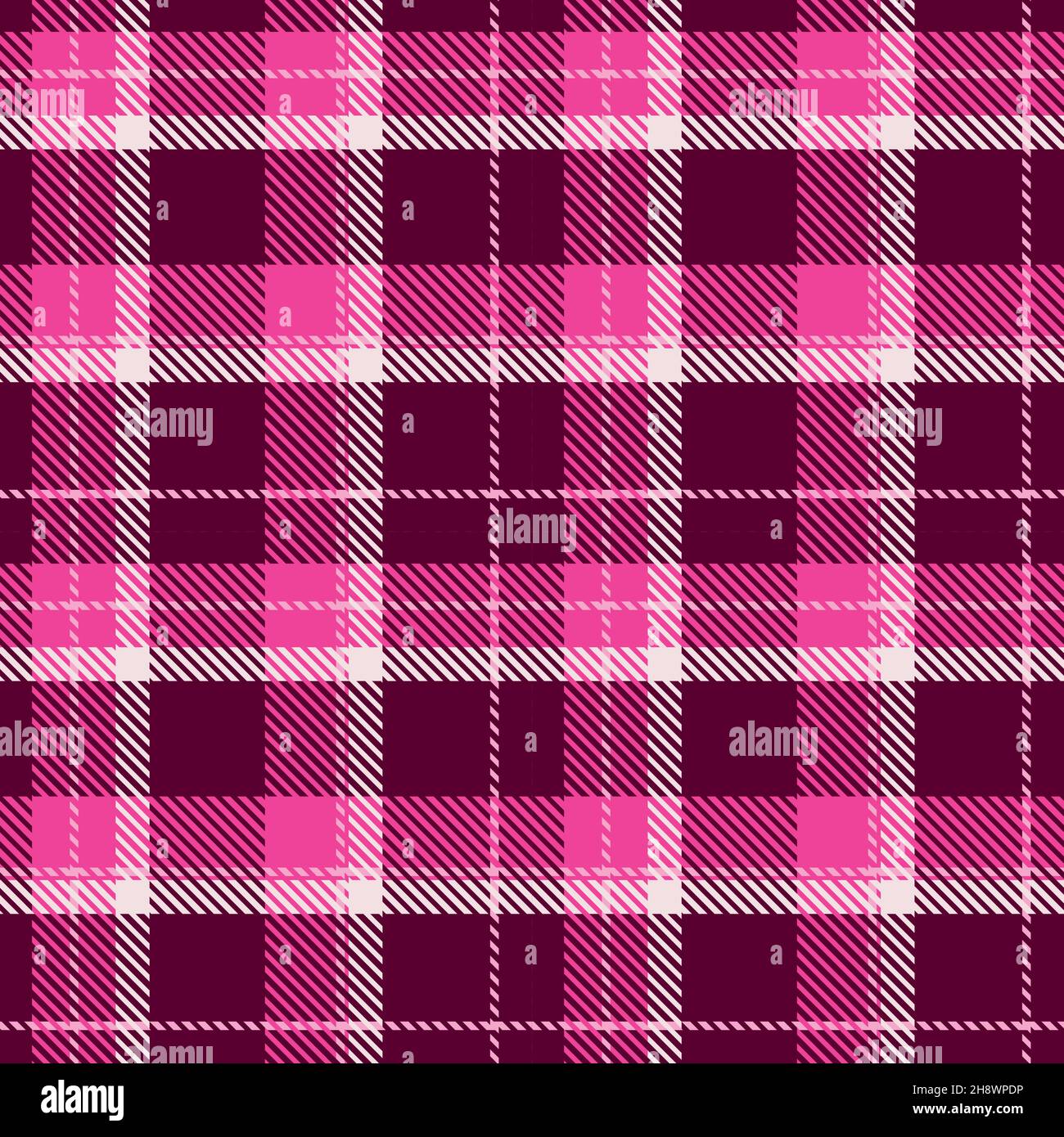 Girly pink seamless plaid vector pattern. Gingham bright color checker ...