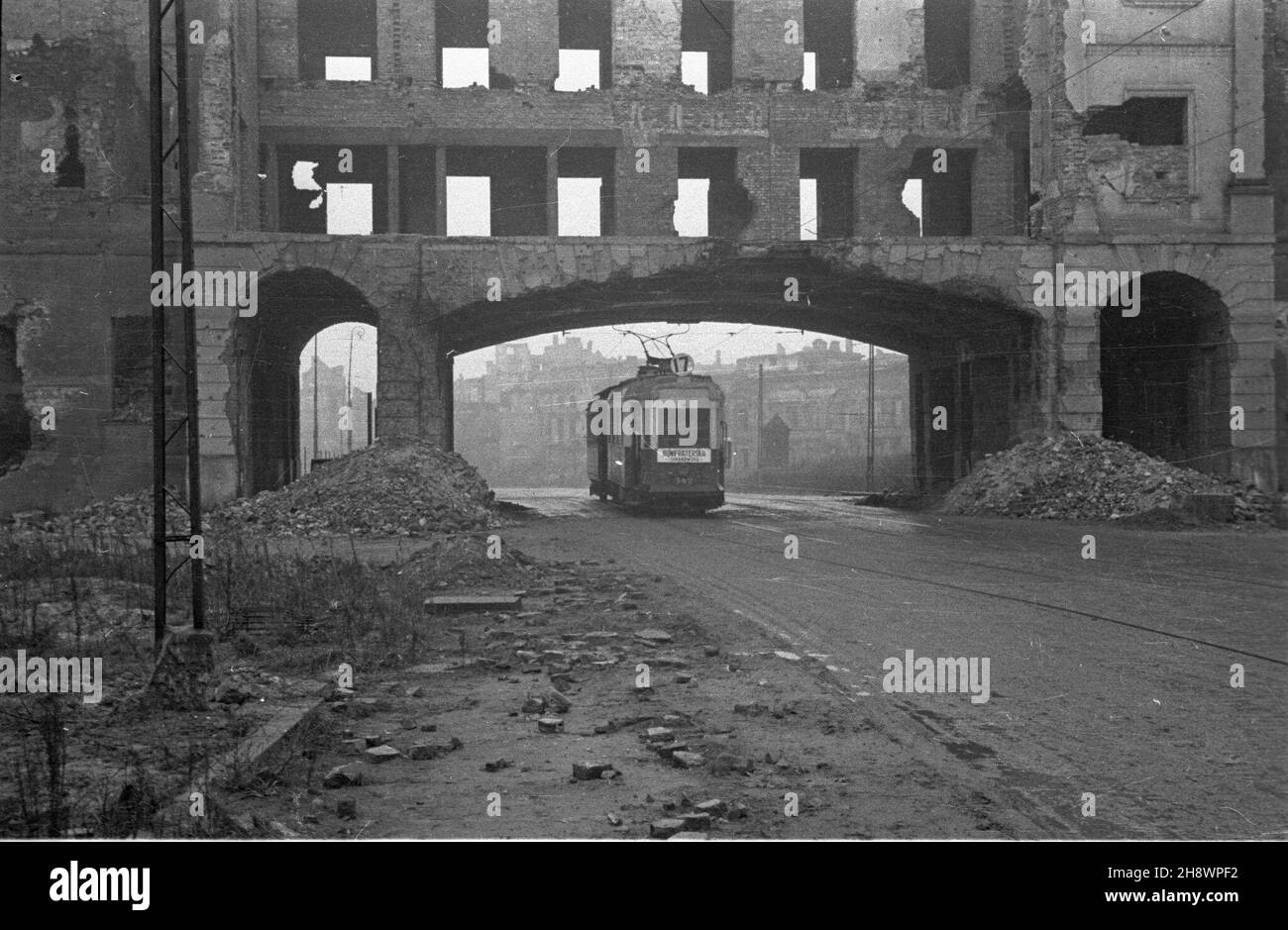 Tram destroyed street Black and White Stock Photos & Images - Alamy