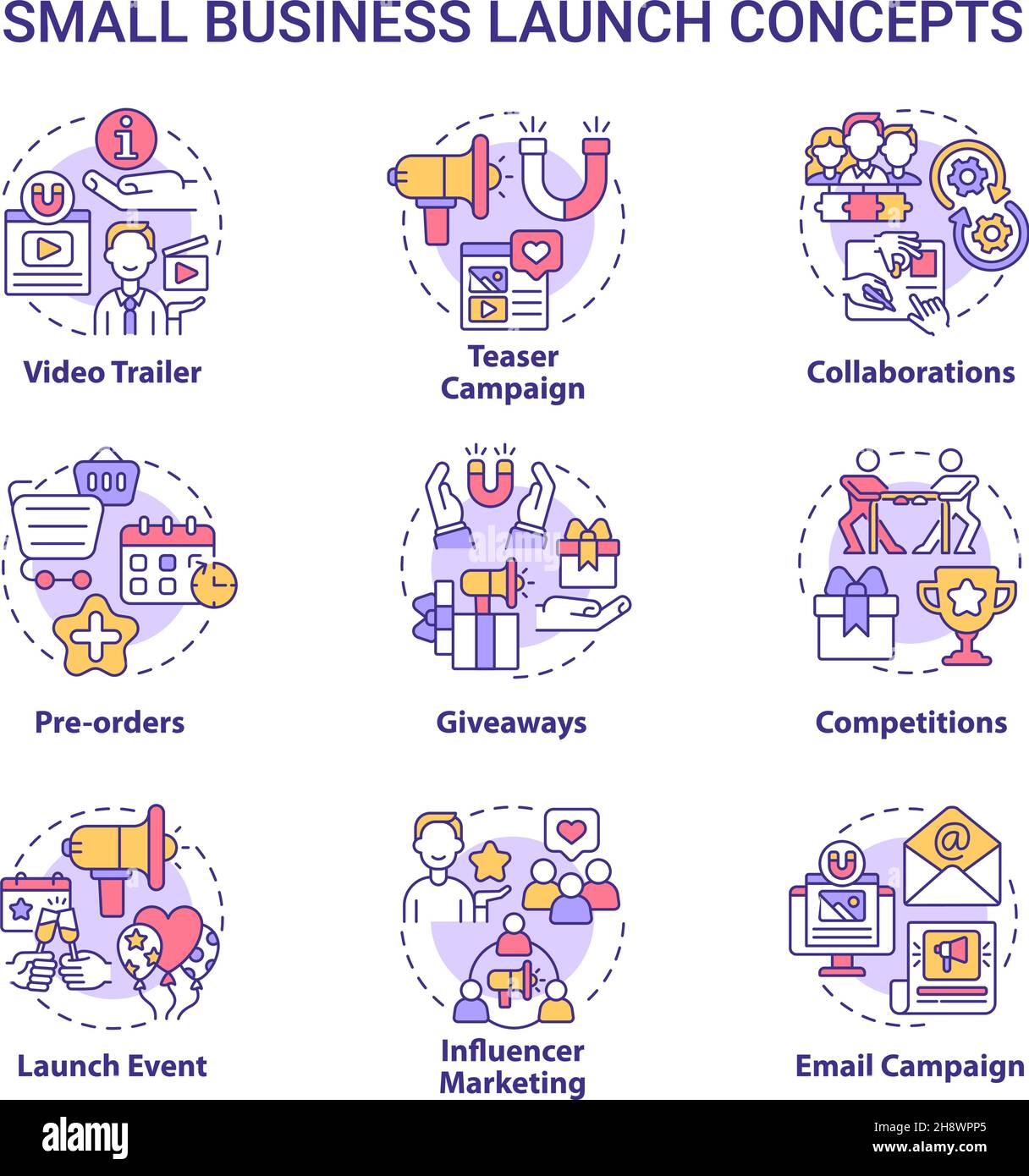 Small business launch concept icons set Stock Vector Image & Art - Alamy