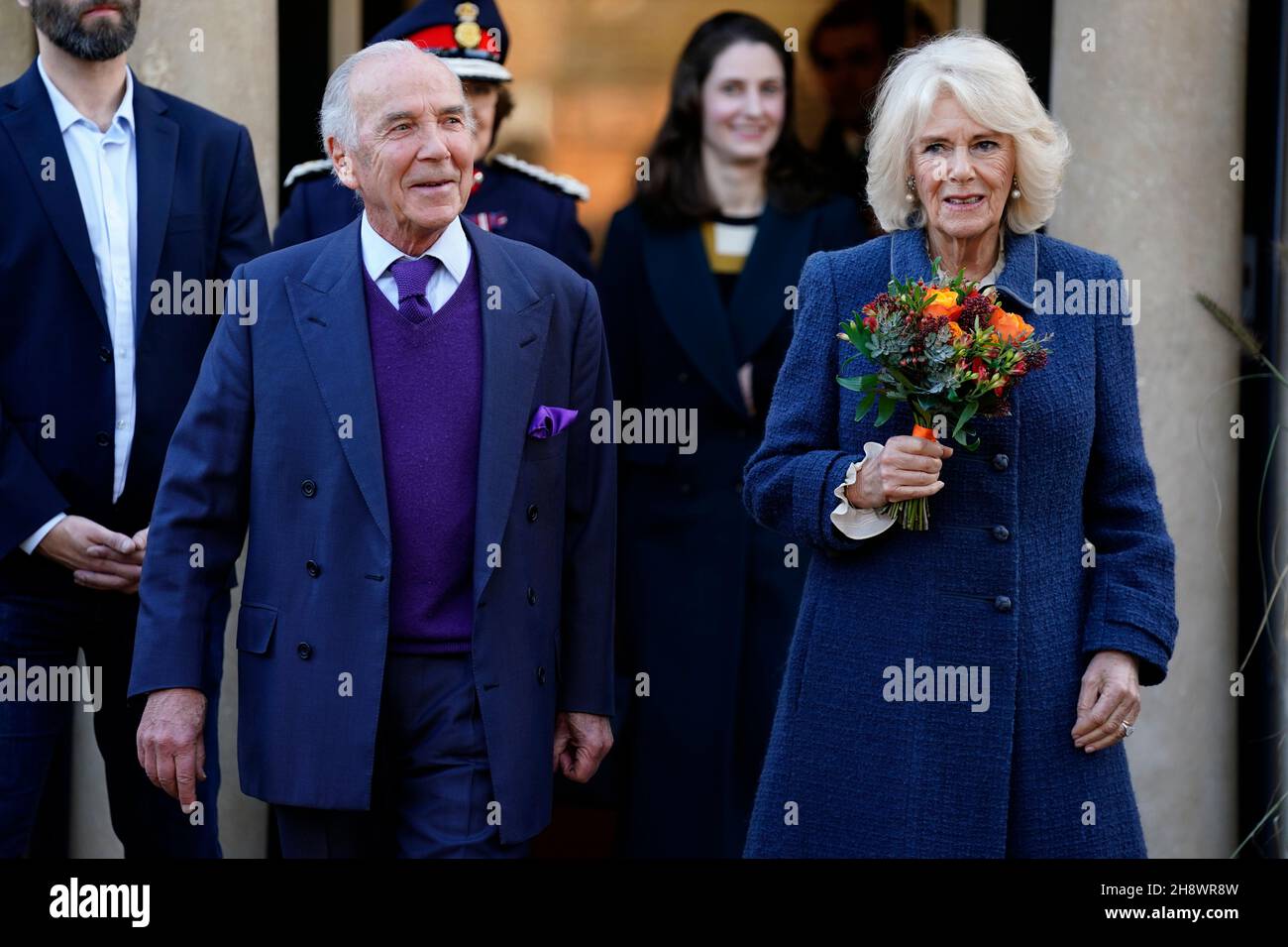 The Duchess of Cornwall leaves with philanthropist Robert Hiscox ...