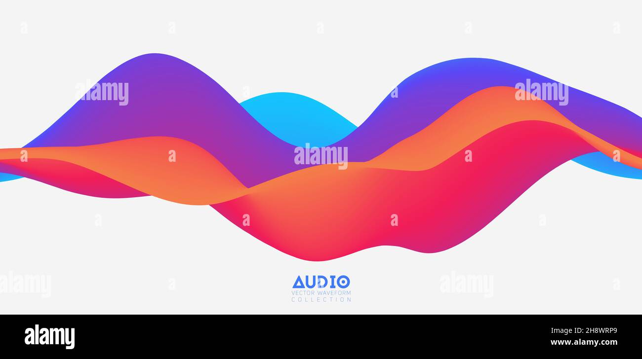 Sound wave visualiztion. 3D colorful solid waveform. Voice sample ...