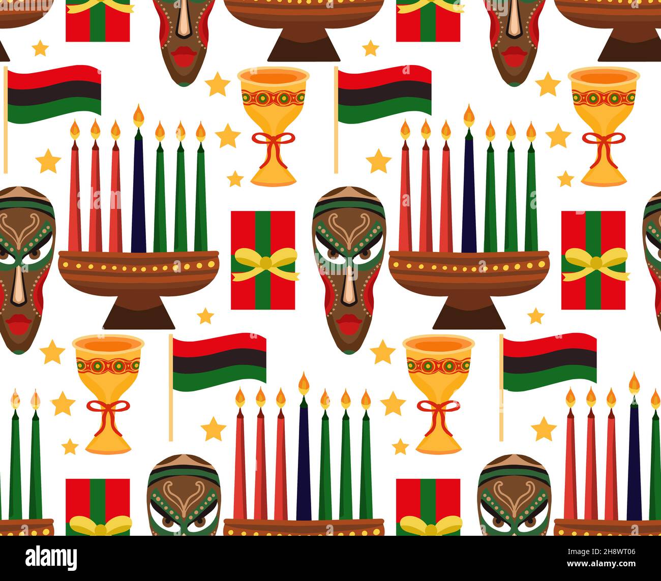Seamless pattern for Kwanzaa with traditional colored and candles ...