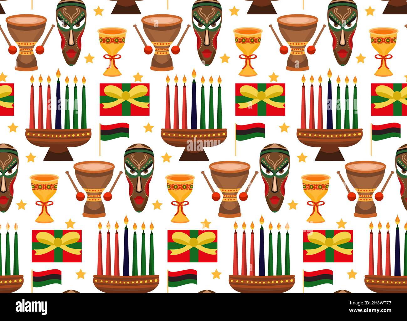 Seamless pattern for Kwanzaa with traditional colored and candles ...