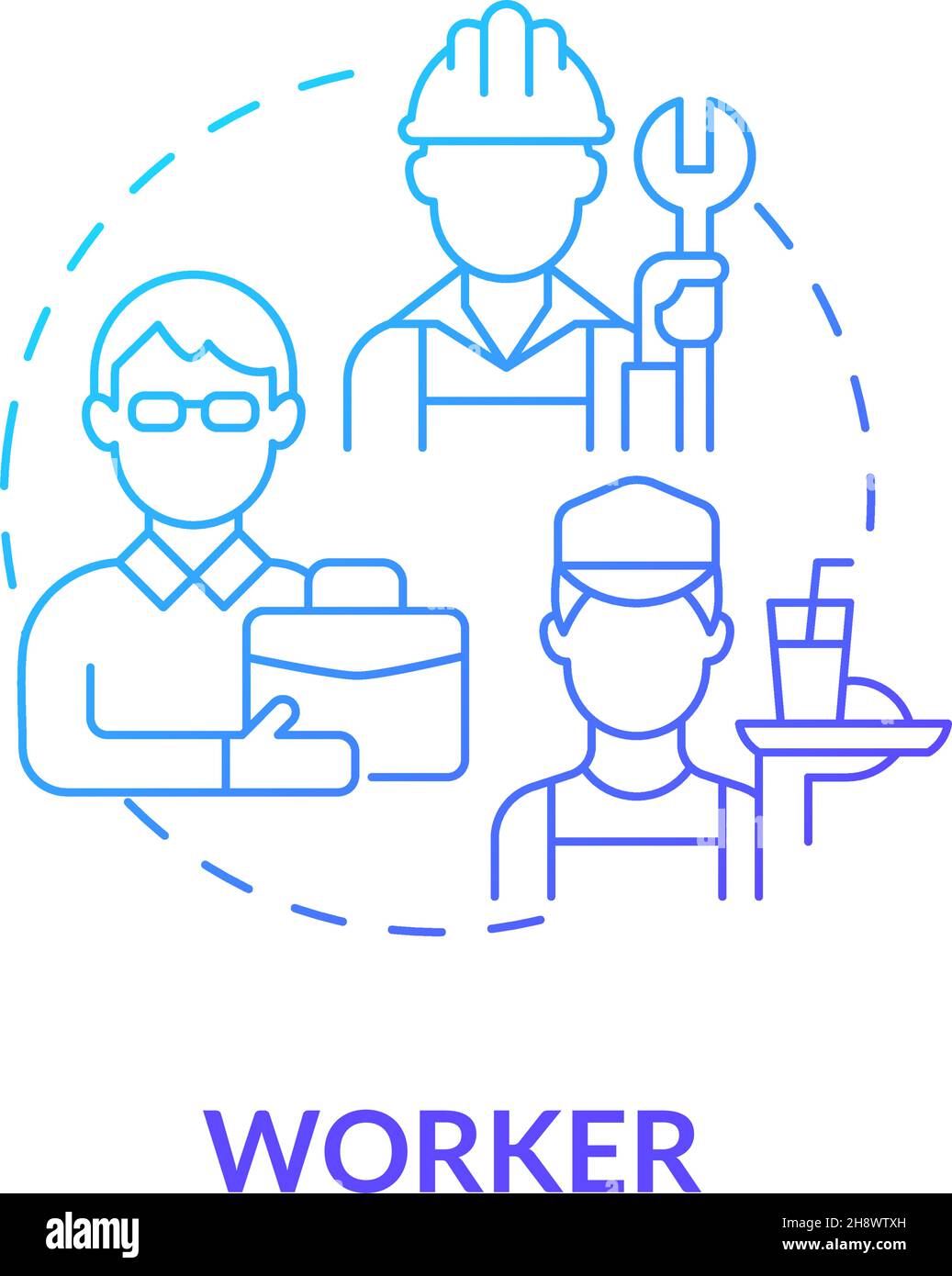 Worker social role blue gradient concept icon Stock Vector Image & Art ...