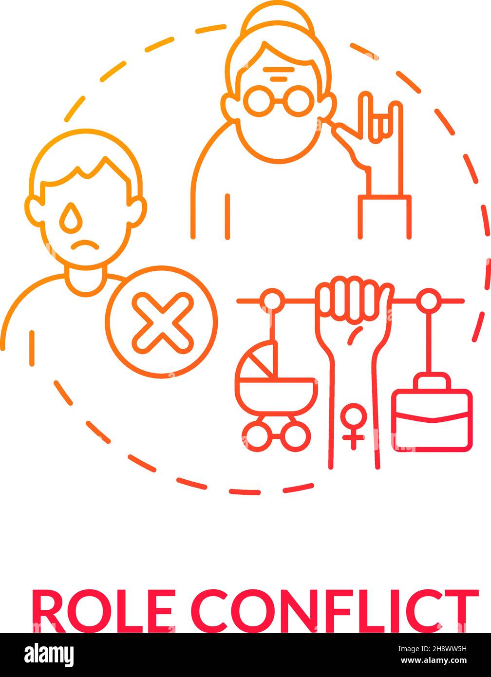 Social role conflict red gradient concept icon Stock Vector Image & Art ...