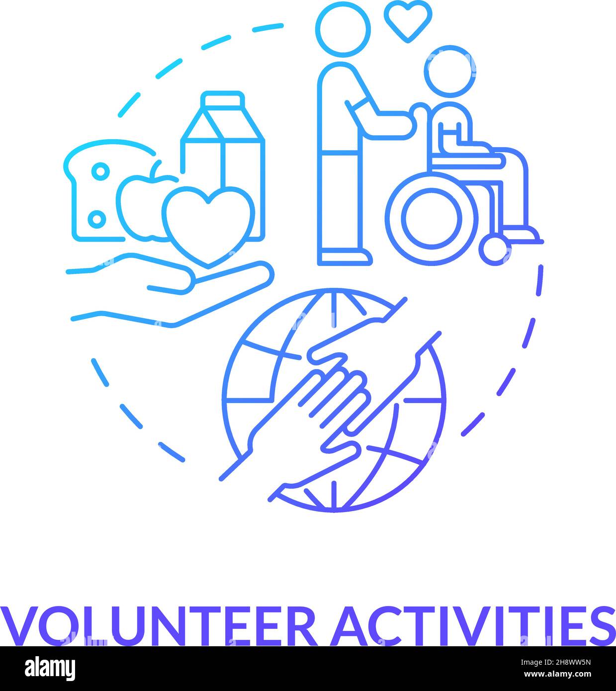 Volunteering work blue gradient concept icon Stock Vector Image & Art ...