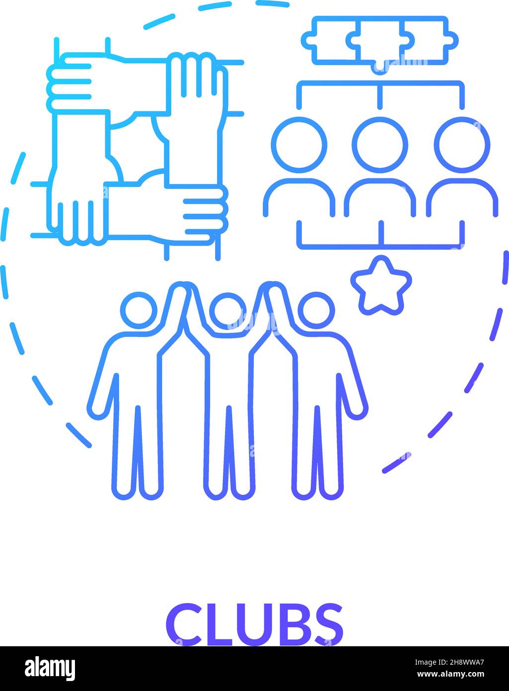 Social club participation blue gradient concept icon Stock Vector Image ...