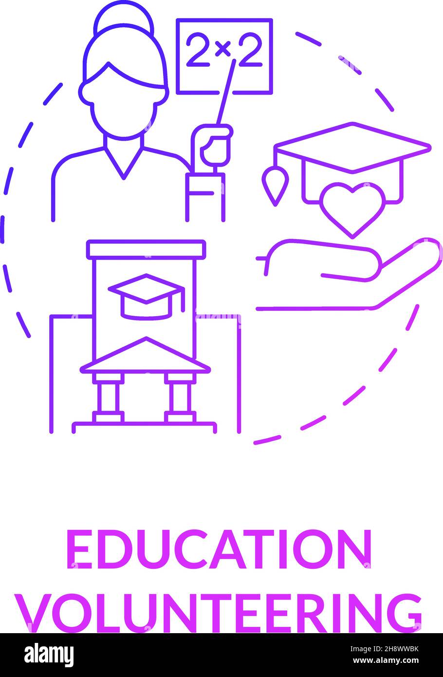 School volunteering purple gradient concept icon Stock Vector Image ...