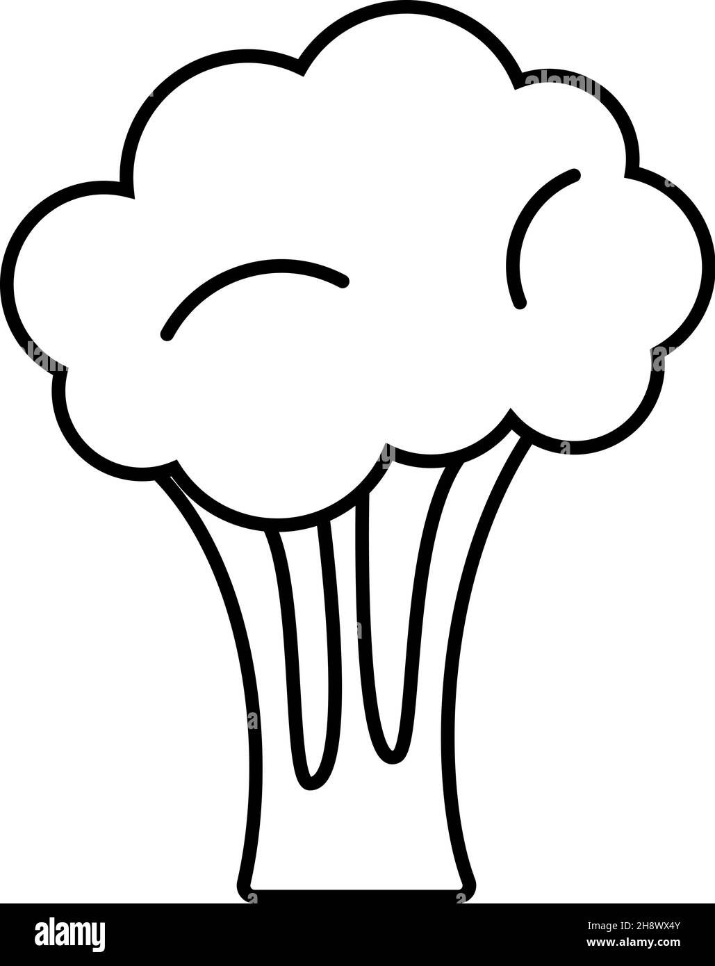 Broccoli vegetable isolated outline Black and White Stock Photos ...