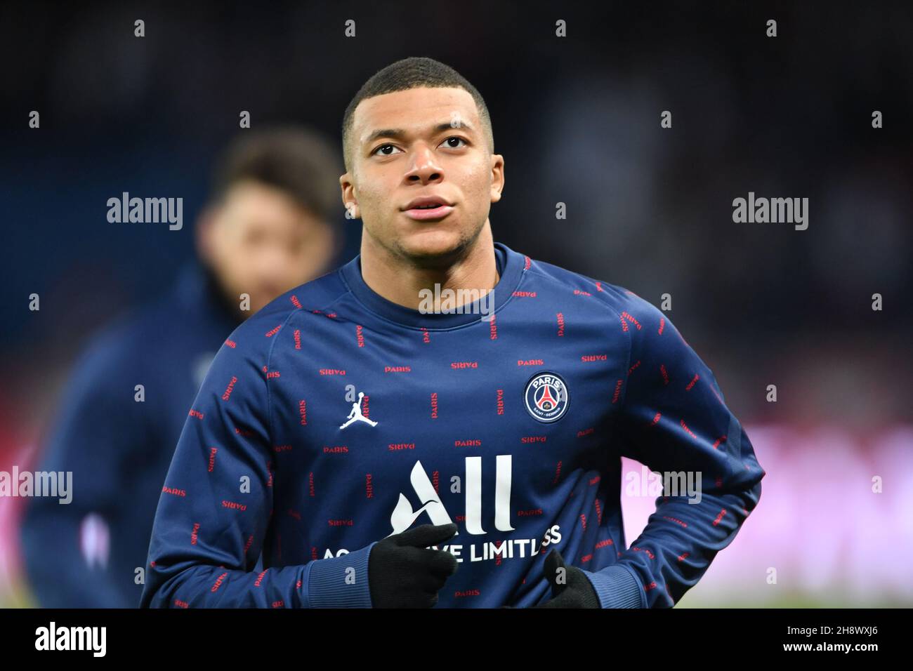 Kylian Mbappe on the field at PSG vs OGC Nice in Princes Park in Paris ...