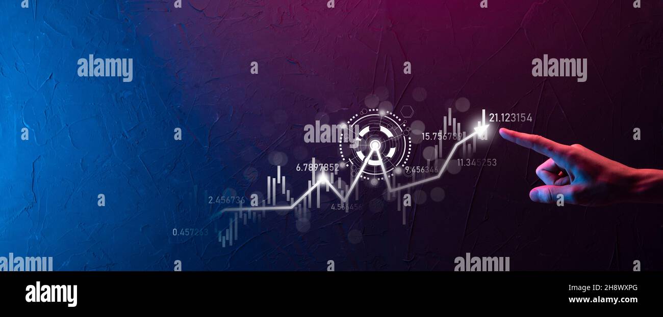 Hand hold sales data and economic growth graph chart. Business planning ...