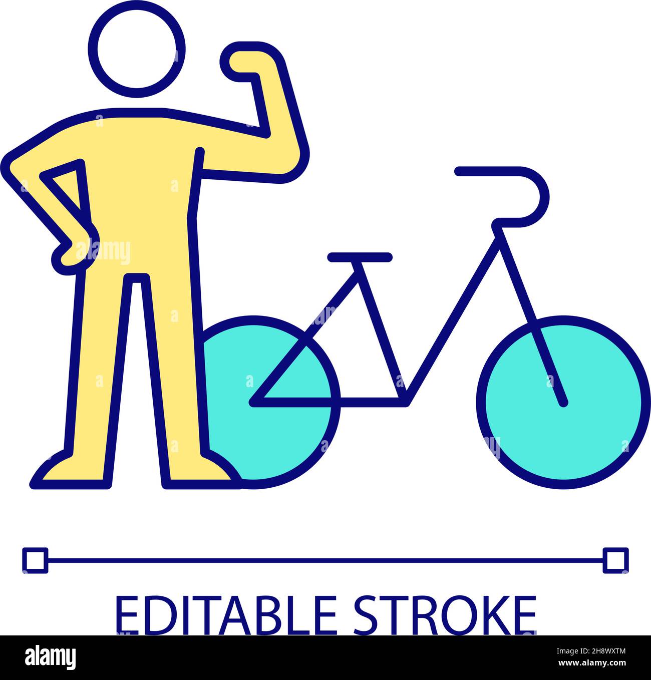 Building muscles through cycling RGB color icon Stock Vector Image ...