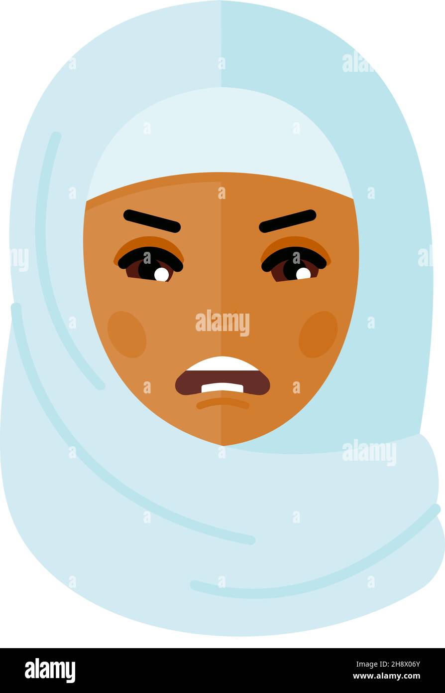 Angry Аrab Woman Icon. Avatar arab female in colorful flat style Stock ...