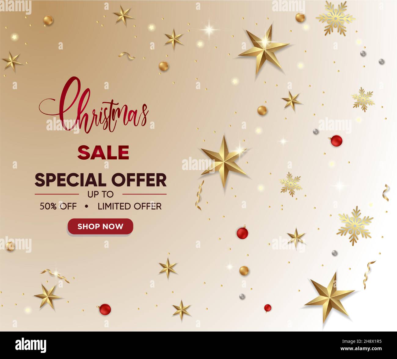 Merry Christmas Gold Red Holiday Business Promotion Sale Typography ...
