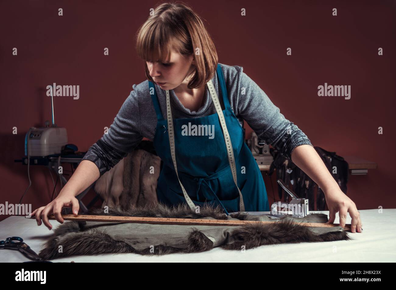Measuring animal fur with meter Stock Photo - Alamy