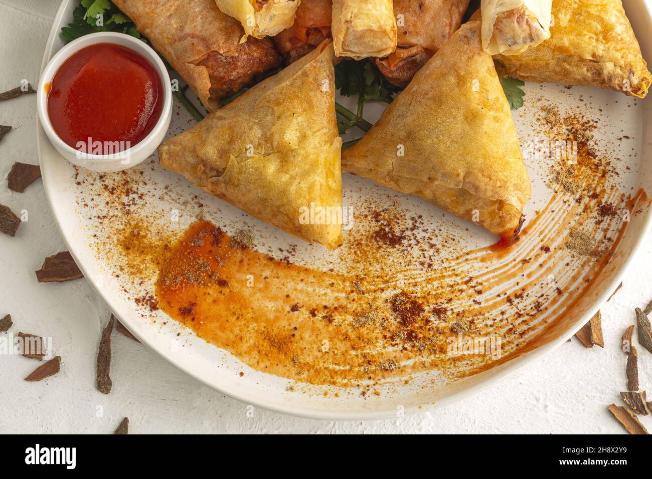 Top view of traditional homemade assortment of moroccan food snacks on ...