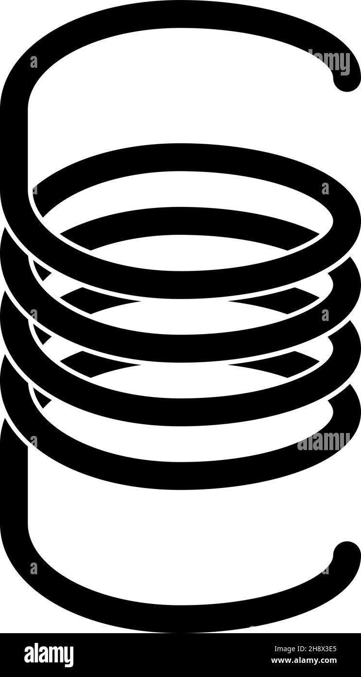 Coil spring icon. Flexible metal cable silhouette isolated on white ...