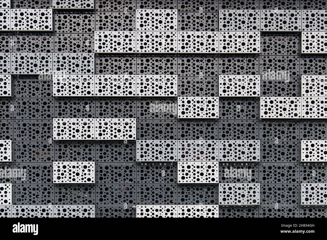 Textured full frame background of gray and white rectangular elements ...