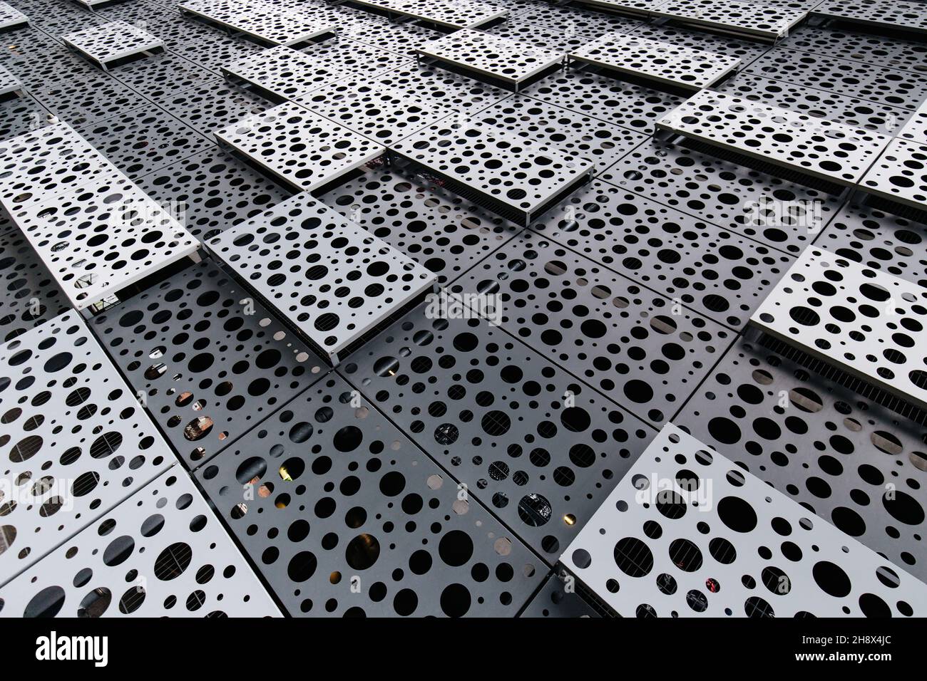 Textured full frame background of gray and white rectangular elements ...