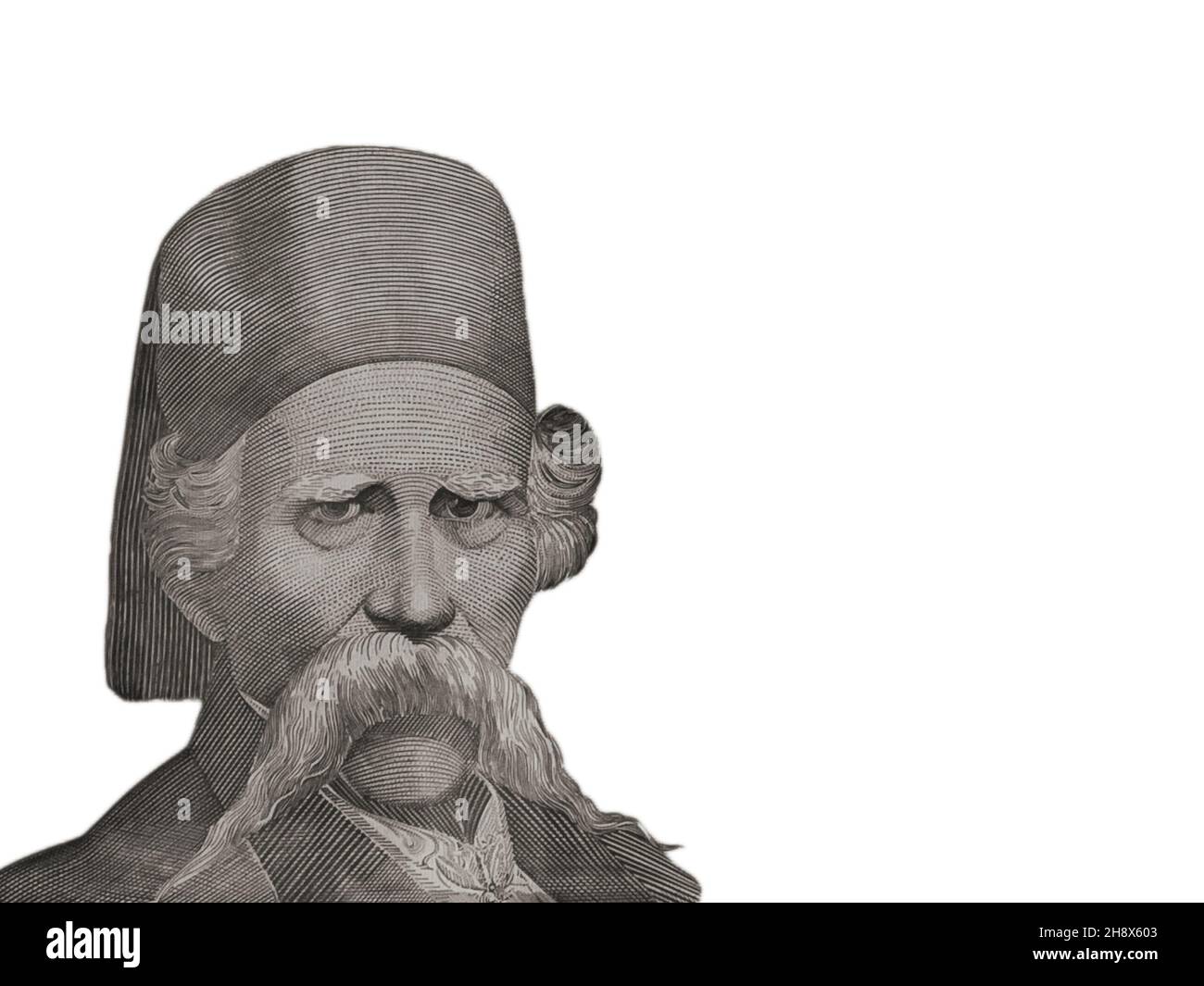 Vuk Stefanovic Karadzic from 10000 Yugoslavian dinar banknote isolated ...