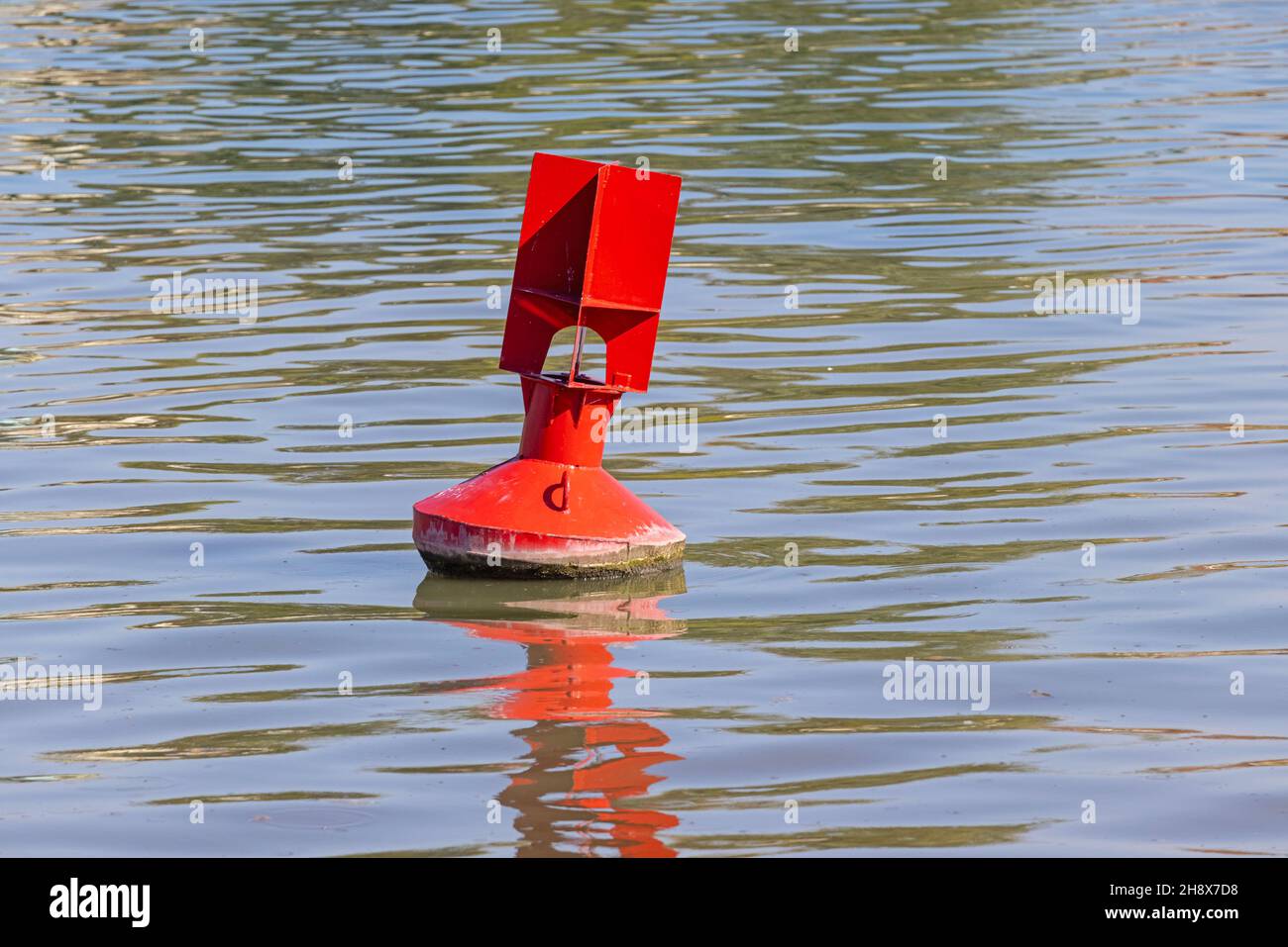 Navigation Buoy Red Special Mark in River Stock Photo - Alamy