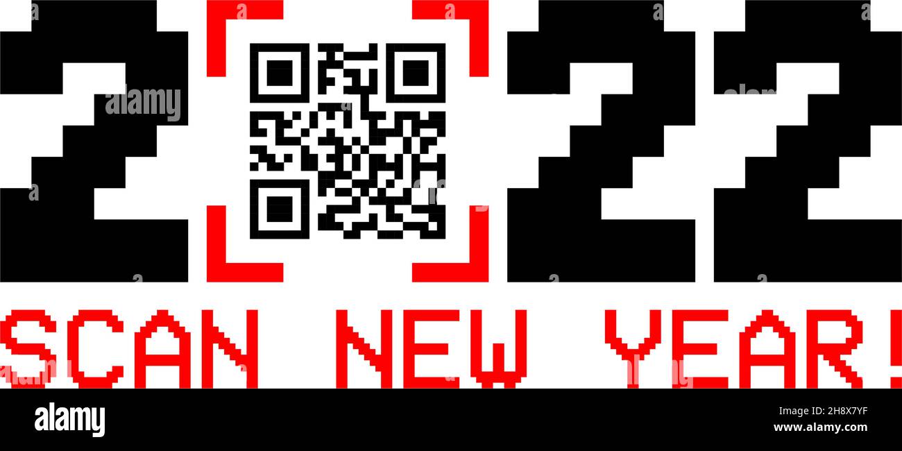 2022 writing numbers with QR code on transparent background. Vector ...