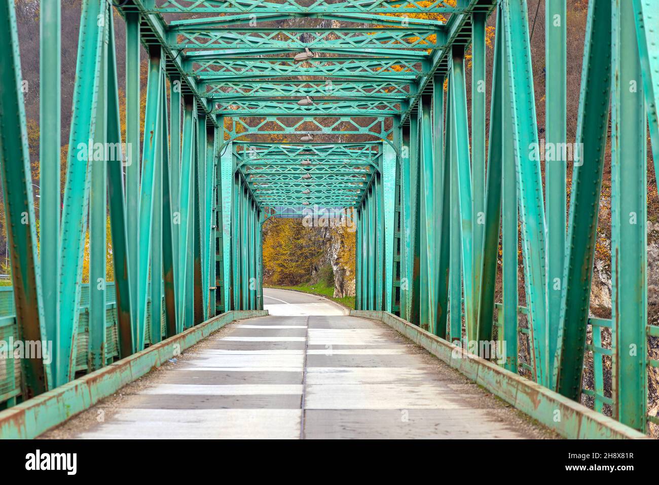 Old Green Steel Beams Road Bridge in Serbia Stock Photo - Alamy