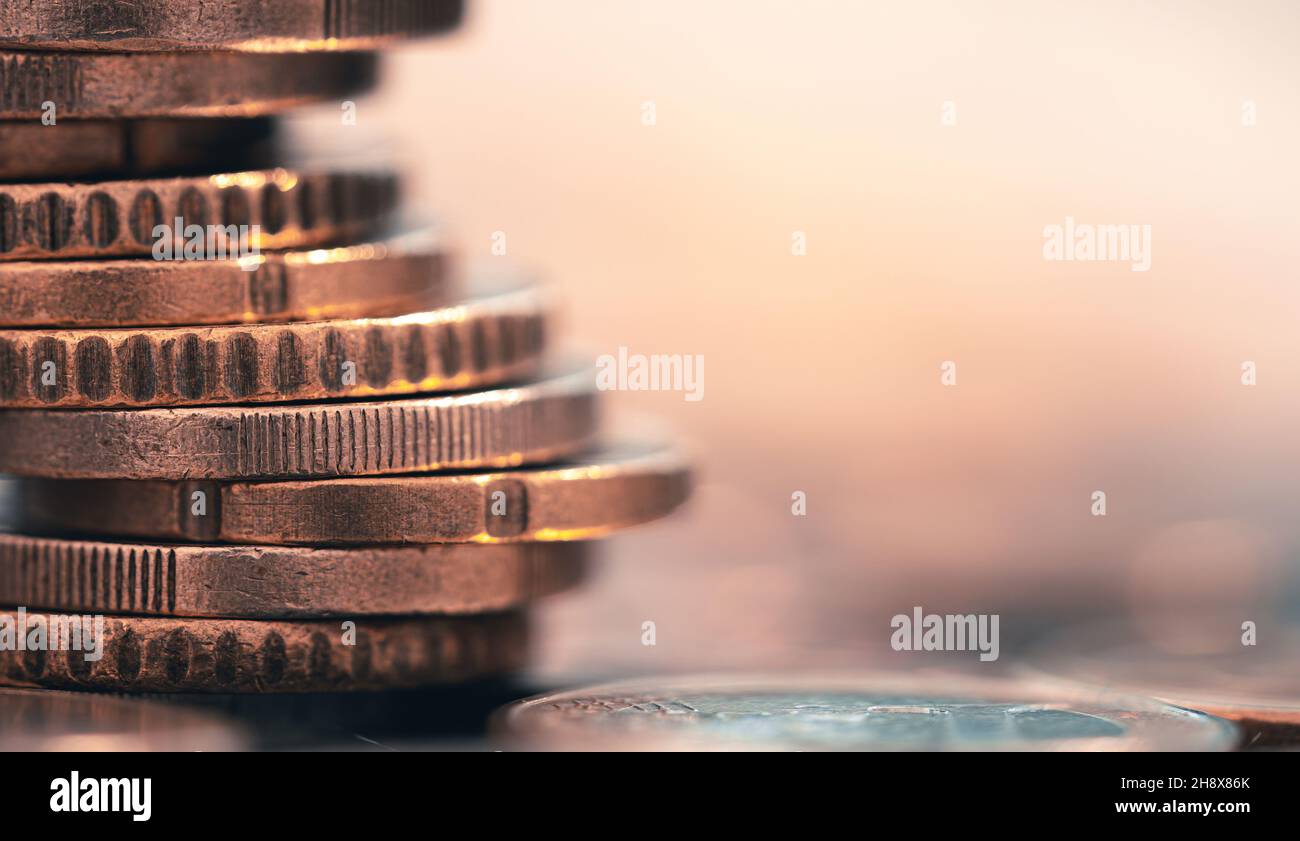 stack of money, rows of coins for finance and banking concept Stock ...