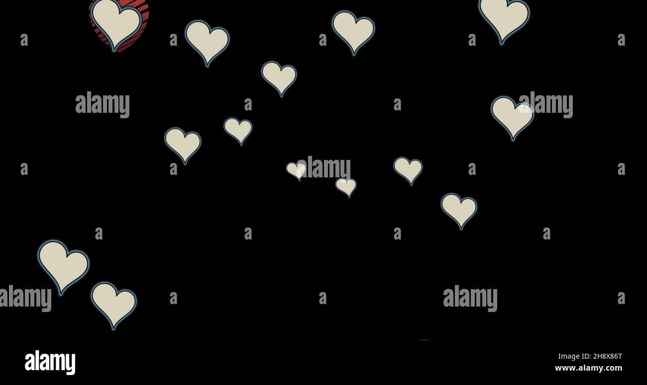 Black background white hearts hi-res stock photography and images - Alamy
