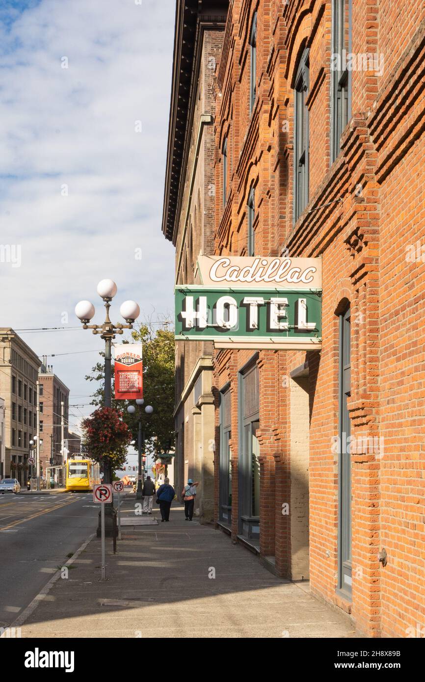Seattle, WA - USA - Sept. 23, 2021: Vertical view of the Cadillac Hotel ...