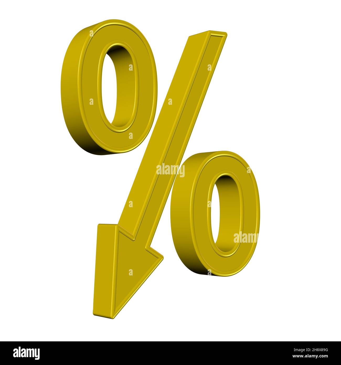 Percent symbol with down arrow, 3D illustration Stock Photo - Alamy
