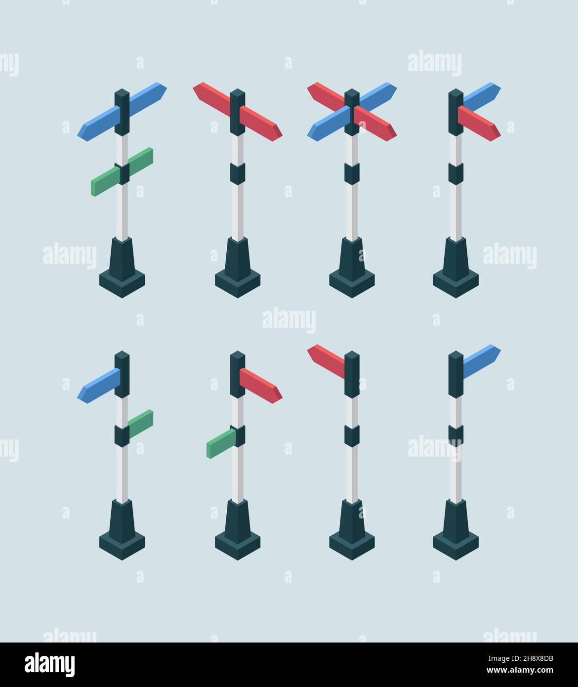 Urban navigation signs. Direction arrows city guide boards travel ...