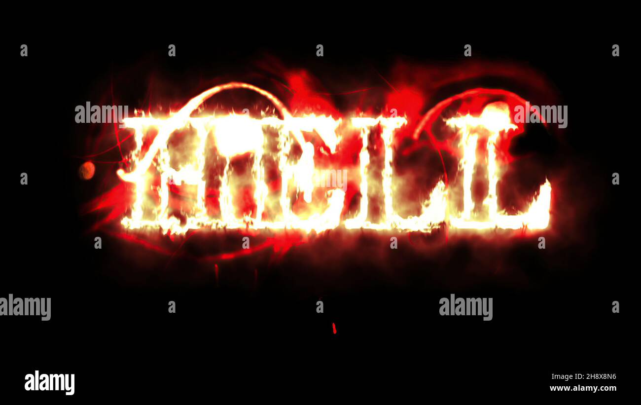 3d illustration - Concept Of Word Hell In Fire Stock Photo - Alamy