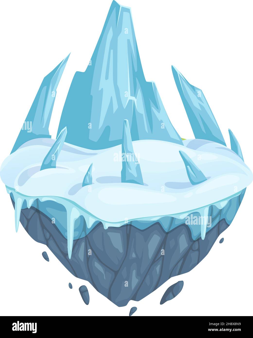Isometric ice rock. Isolated cartoon islands with mountain and snow ...