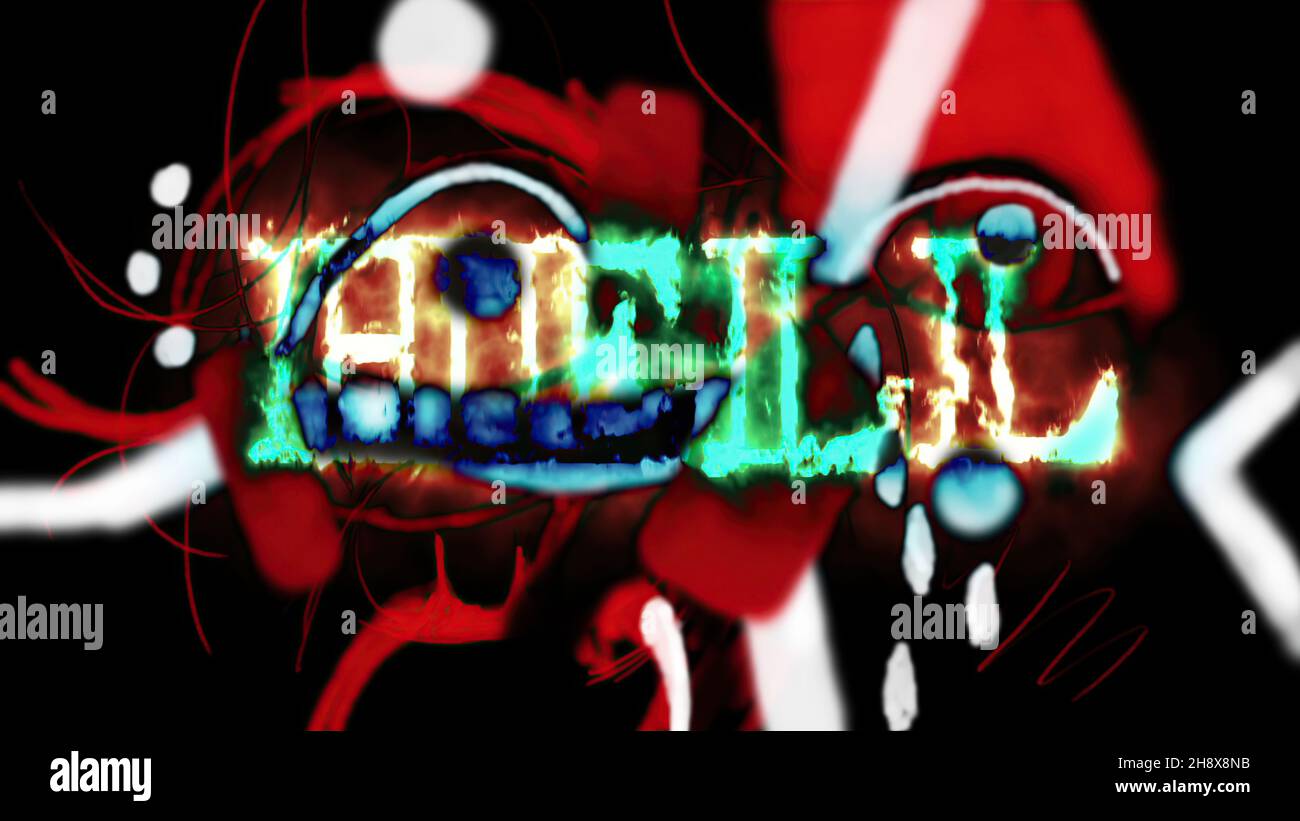 3d illustration - Concept Of Word Hell In Fire Stock Photo - Alamy