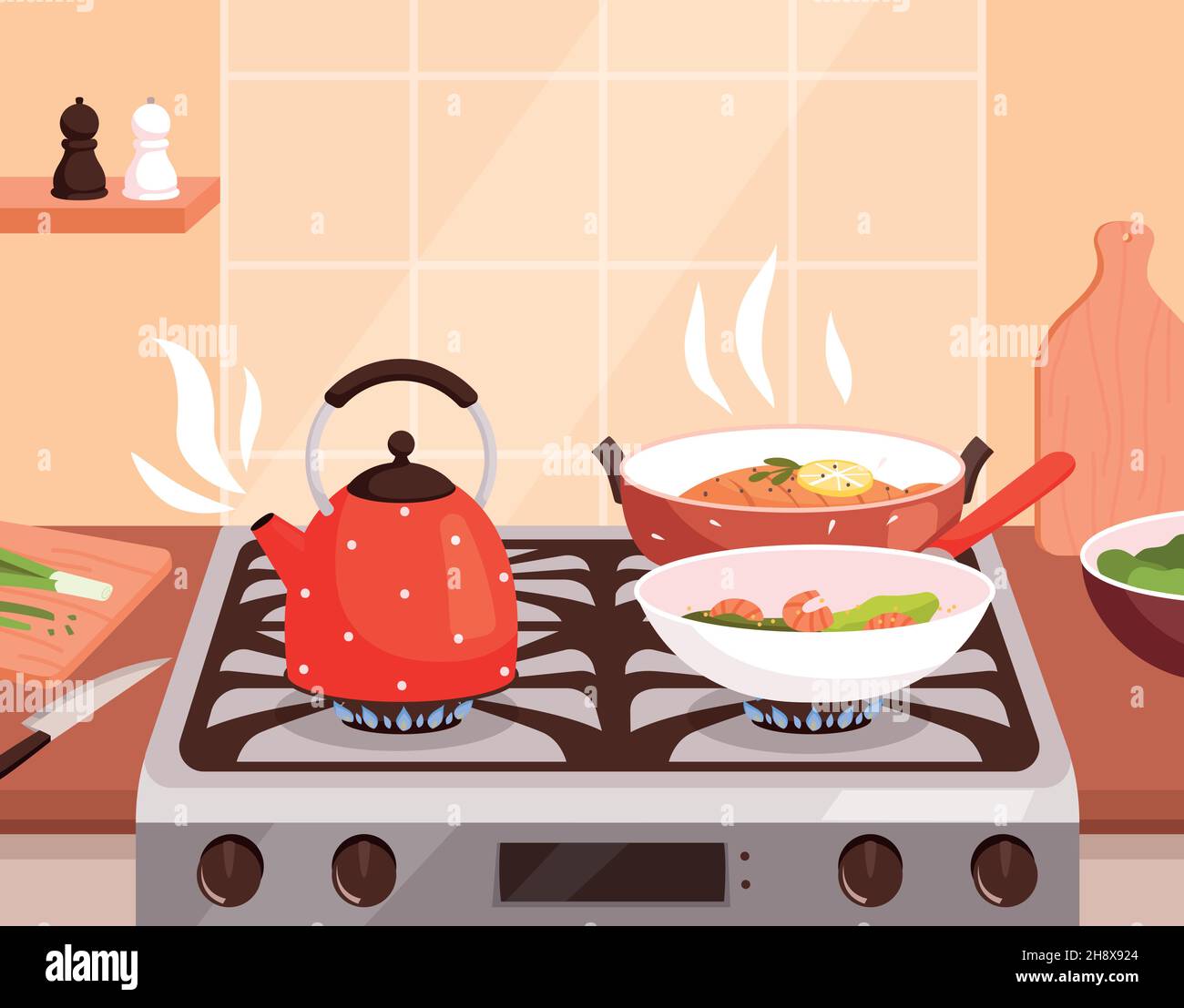 Steam cooking equipment Stock Vector Images - Alamy