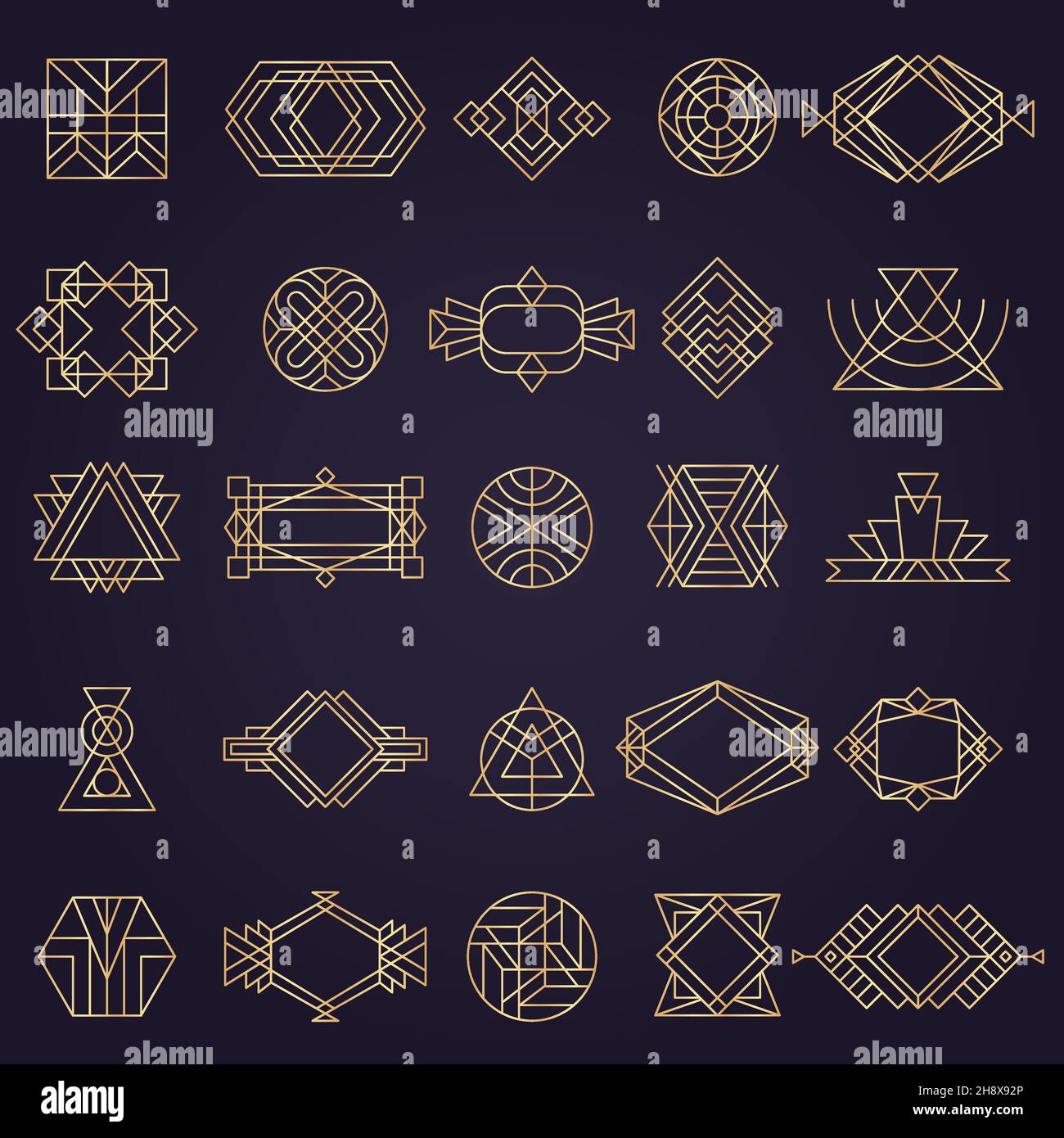 Art deco elements. Geometrical linear shapes for design projects ...