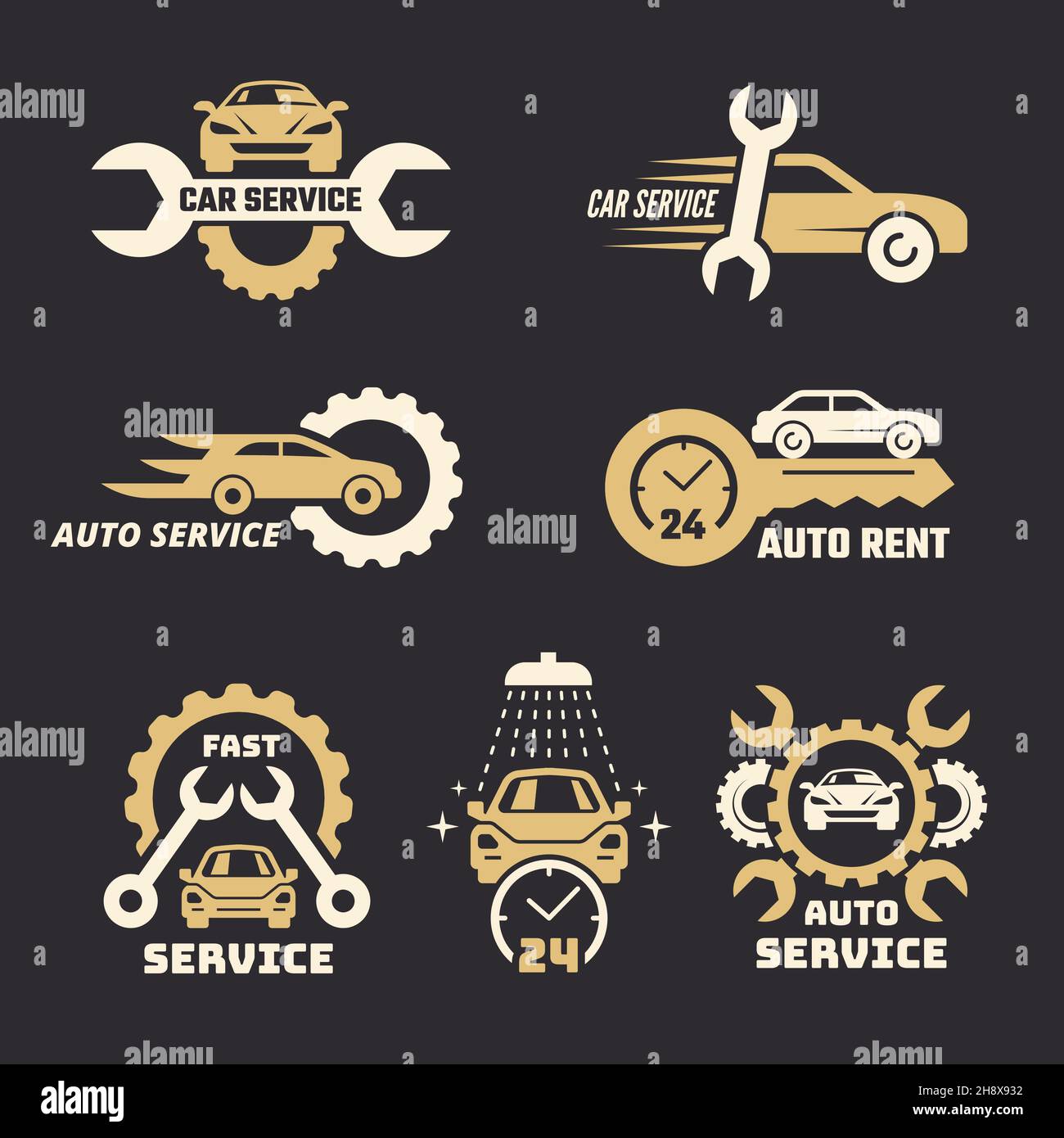 Car logo. Stylized emblem with car silhouettes automobile service ...