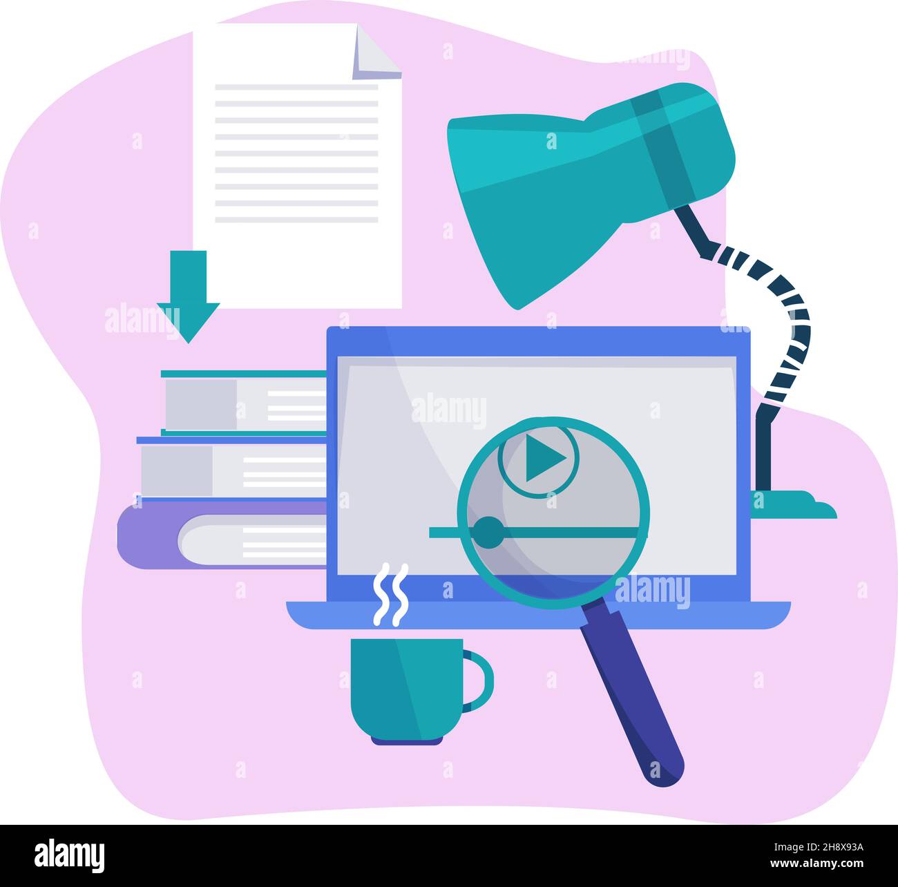 Data searching. Digital information, remote education or tutorials. Use ...