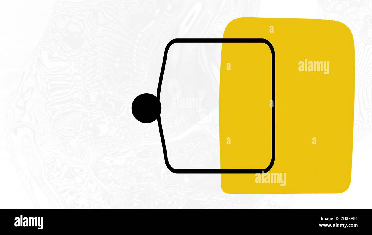 3d illustration - yellow and black rectangle in minimal art style Stock ...