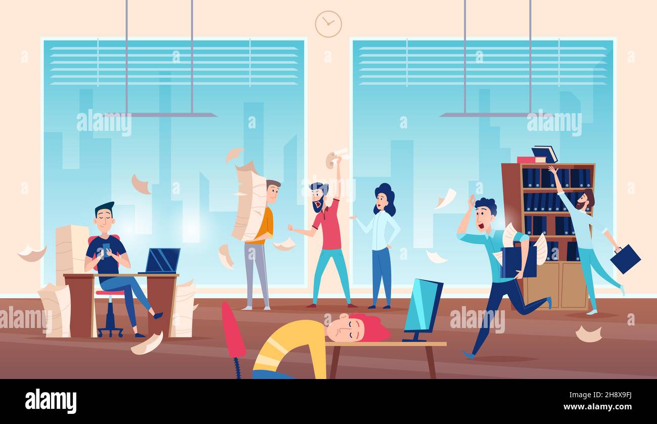 Woman messy office desk Stock Vector Images - Alamy