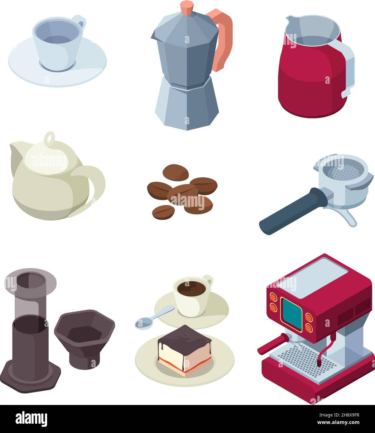 Barista equipment. Natural black coffee machines espresso cup delicious ...