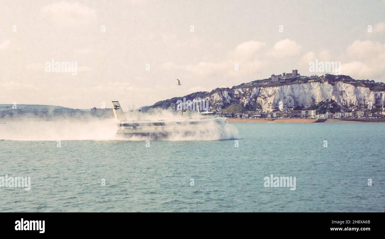 British Rail Hovercraft heading in to Dover with Dover Castle in the ...