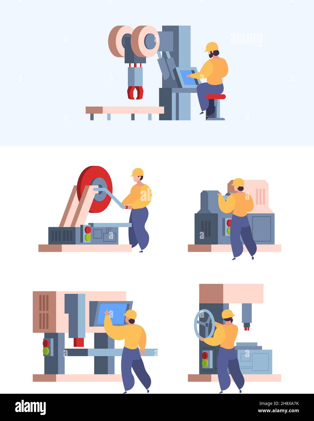 Manufacturing workers. Engineers and operational persons working on ...