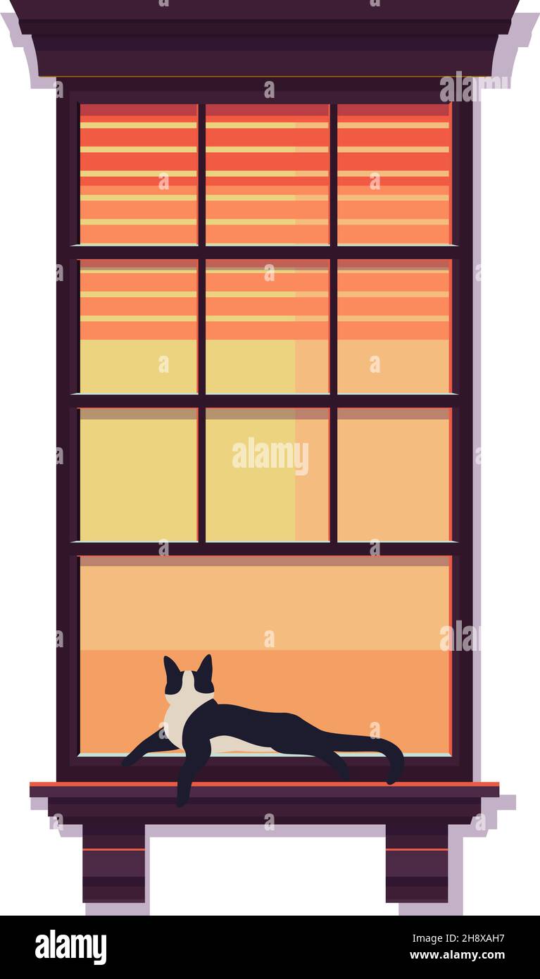 Cat inside the window Stock Vector Images - Alamy