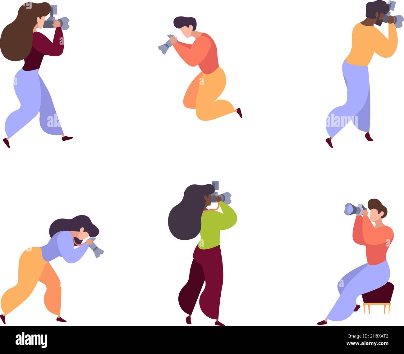 Photographers. Professional workers with digital cameras paparazzi ...