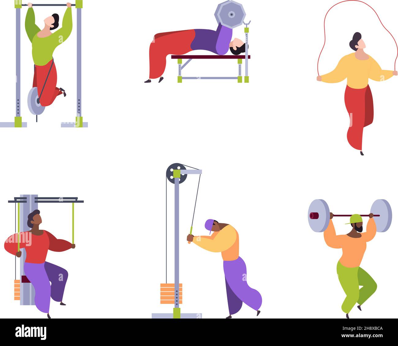 Sport people. Stylized flat characters making exercises healthy ...