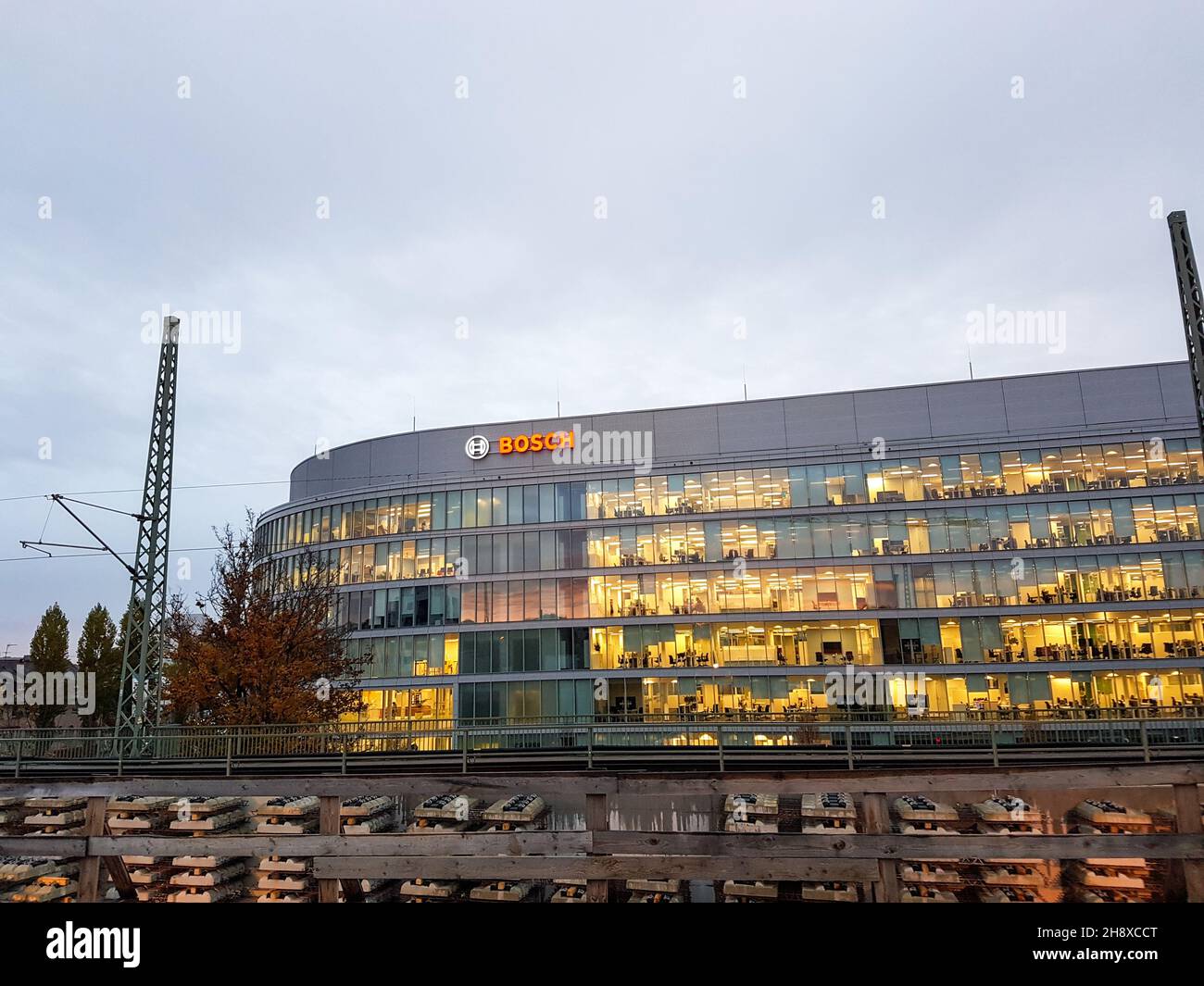 STUTTGART, GERMANY - Nov 03, 2021: An outside view at Bosch big Office ...